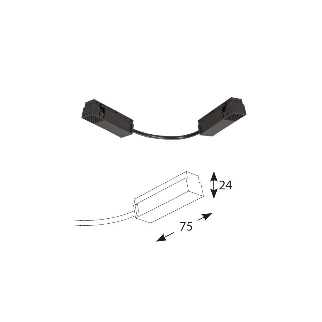 Dvigubas elektrinis sujungimas INSIGHT magnetinių sistemų kampinėms jungtims, su 12,5cm ilgio laidu